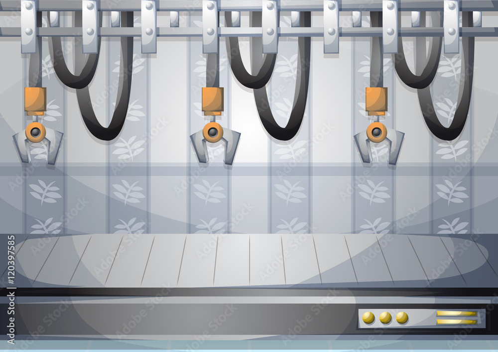 cartoon vector illustration interior factory room with separated layers ...