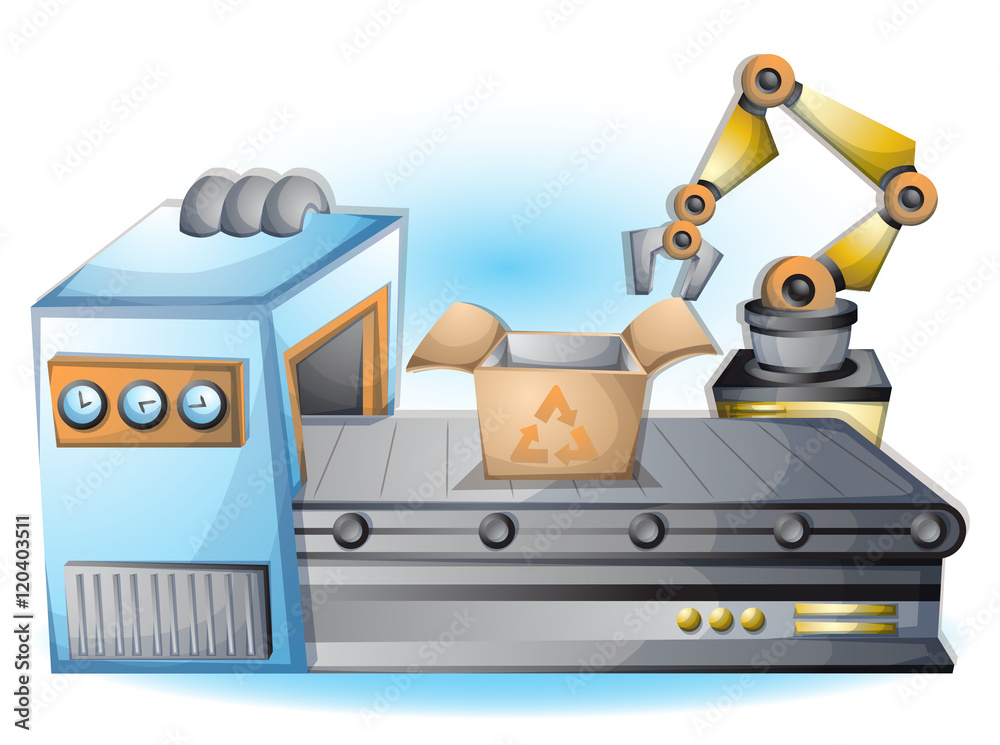 cartoon vector illustration interior factory room with separated layers ...