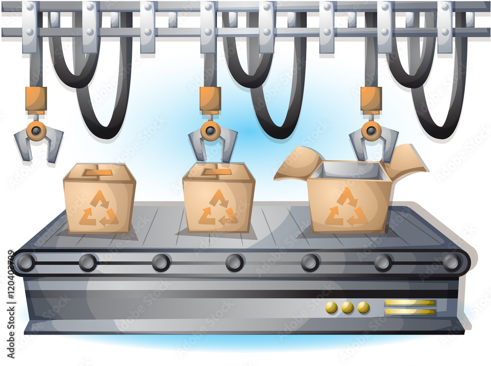 cartoon vector illustration interior factory room with separated layers ...