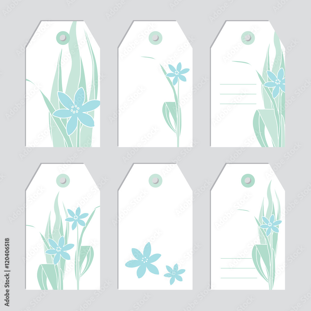 Set of floral tags. Blank labels. Light blue flowers Stock Vector ...