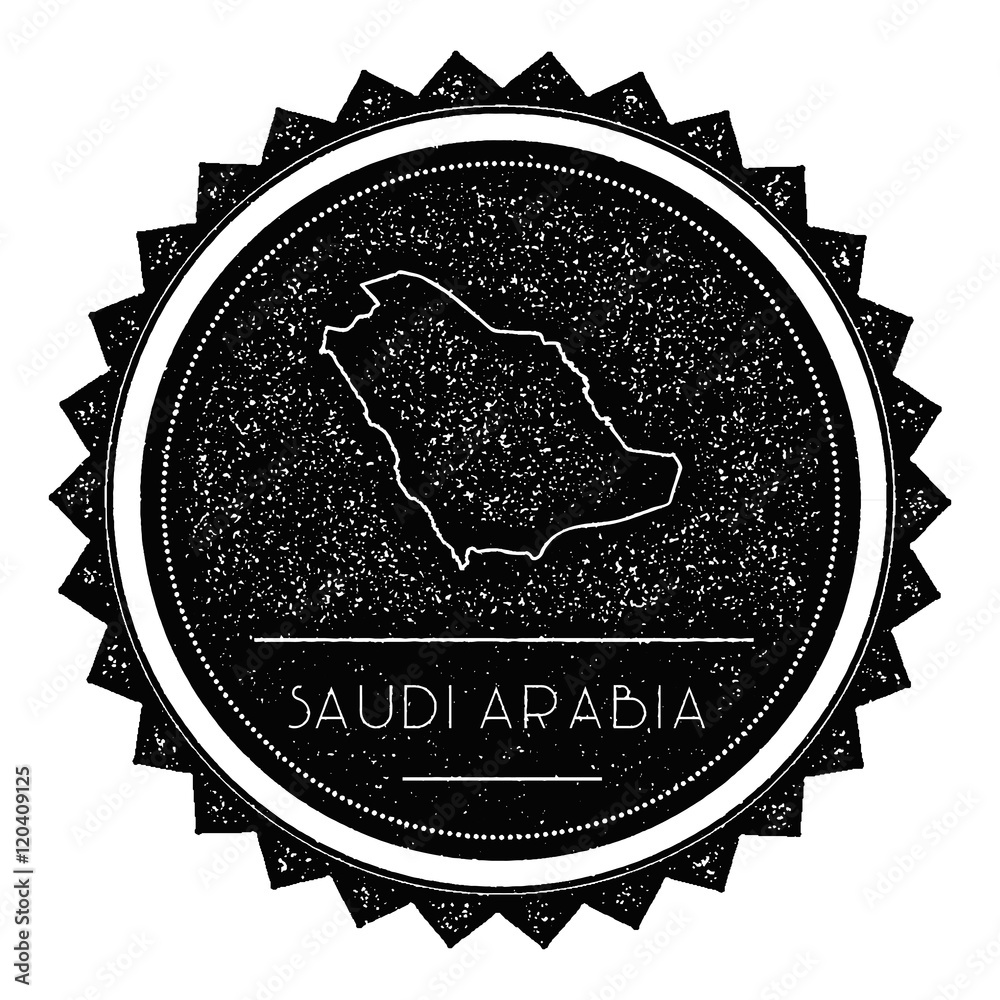 Saudi Arabia Map Label with Retro Vintage Styled Design. Hipster Grungy ...
