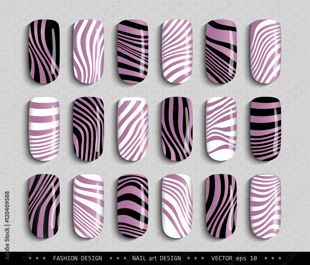 Nail art design. A set overhead nail, labels, stickers, elements for ...