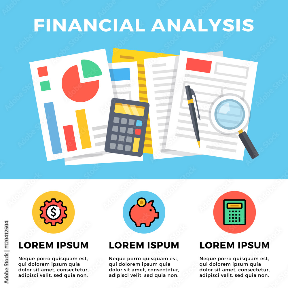 Financial analysis concept. Documents, files with charts, diagrams ...