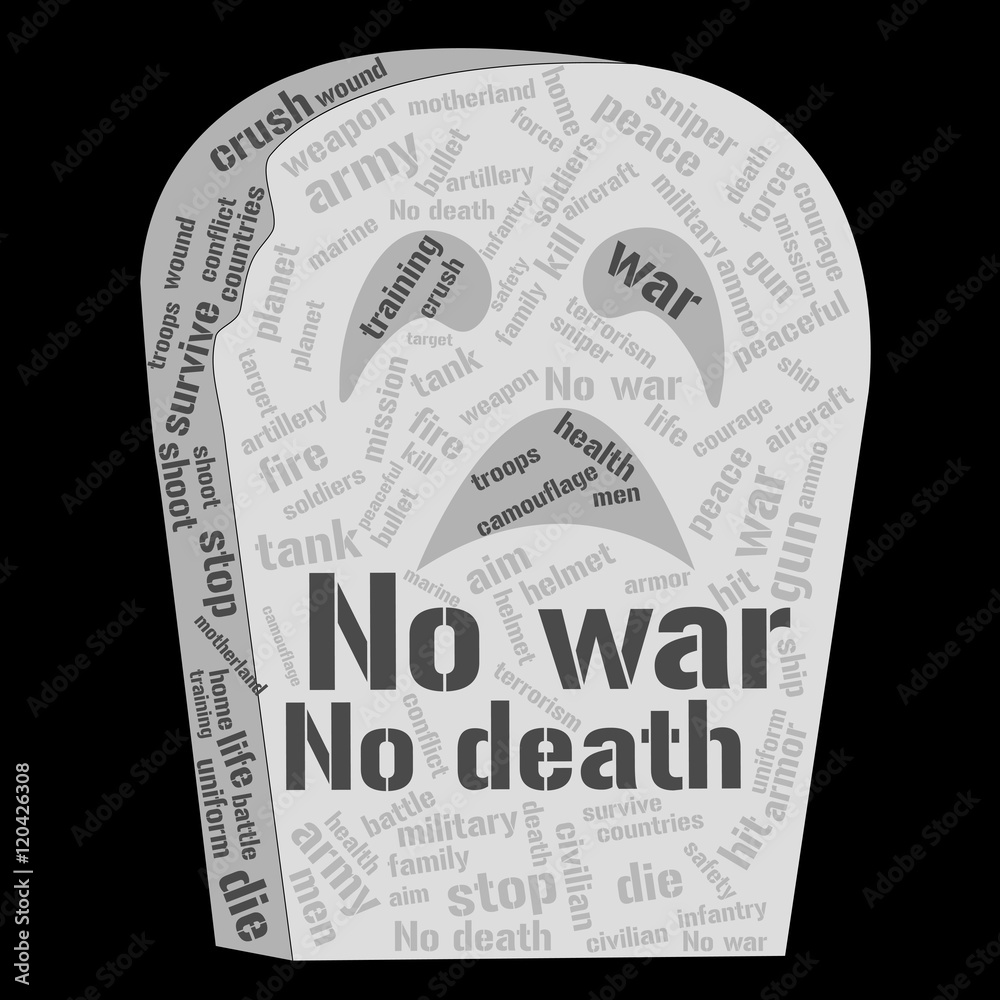 War is death word cloud in shape of tomb. Social concept. Vector ...