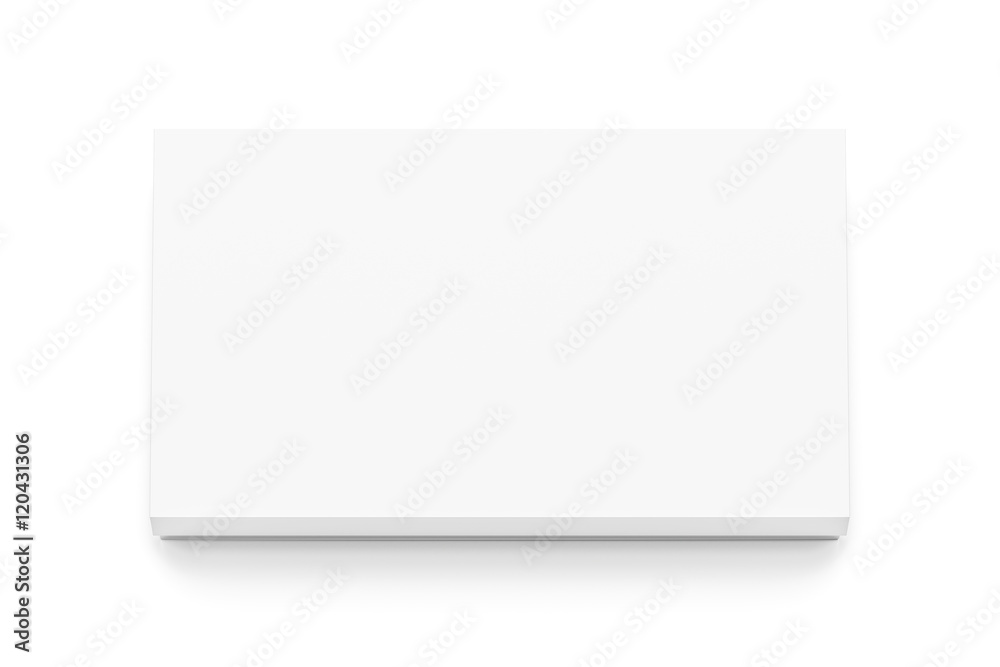 White thin horizontal rectangle blank box with cover from top angle ...