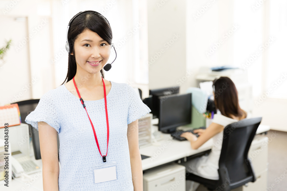 portrait of asian operator in the office Stock Photo | Adobe Stock