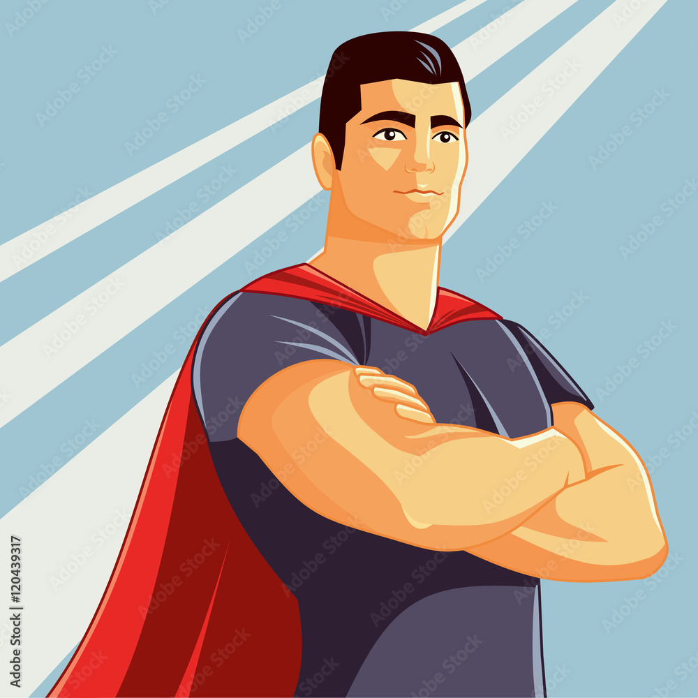 Superhero Vector Illustration in Comics Style Stock Vector | Adobe Stock