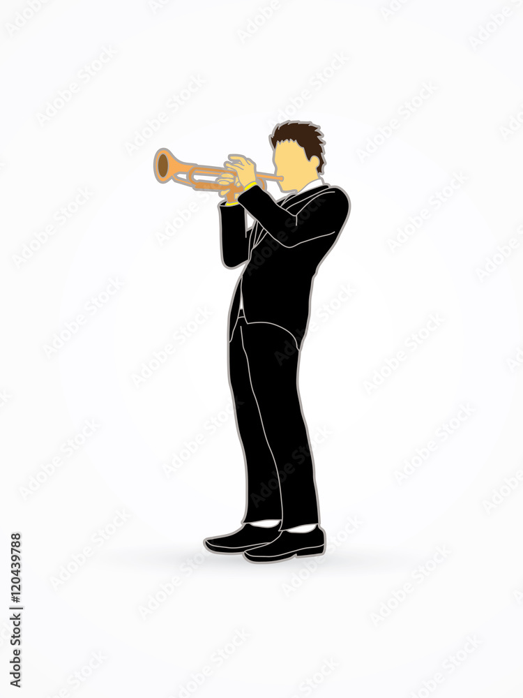 Trumpeter playing trumpet graphic vector. Stock Vector | Adobe Stock