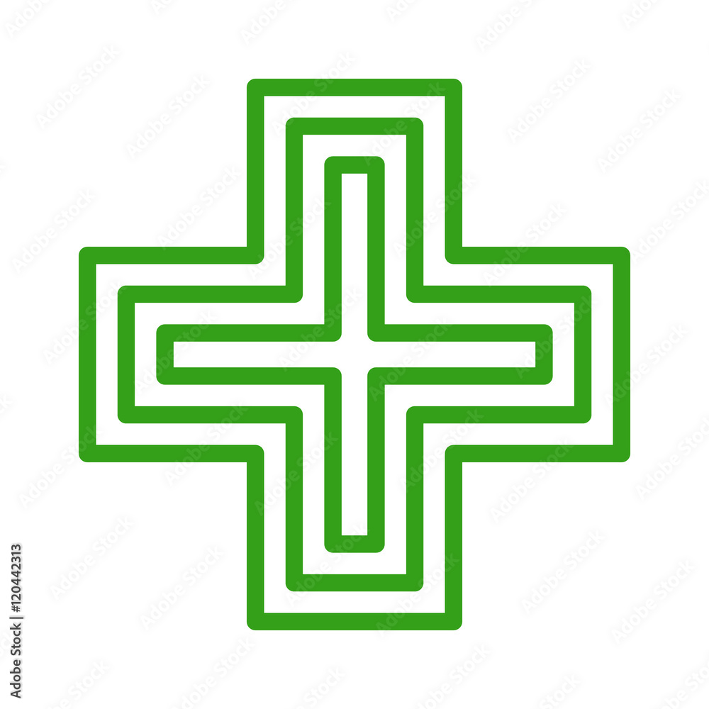 European green cross pharmacy store sign line art icon for apps and ...
