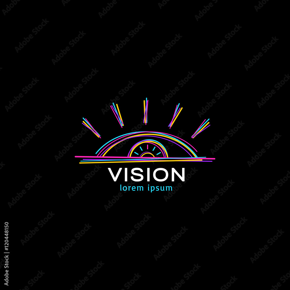 Vision logo design concept. Vector colorful open eye rising over the ...