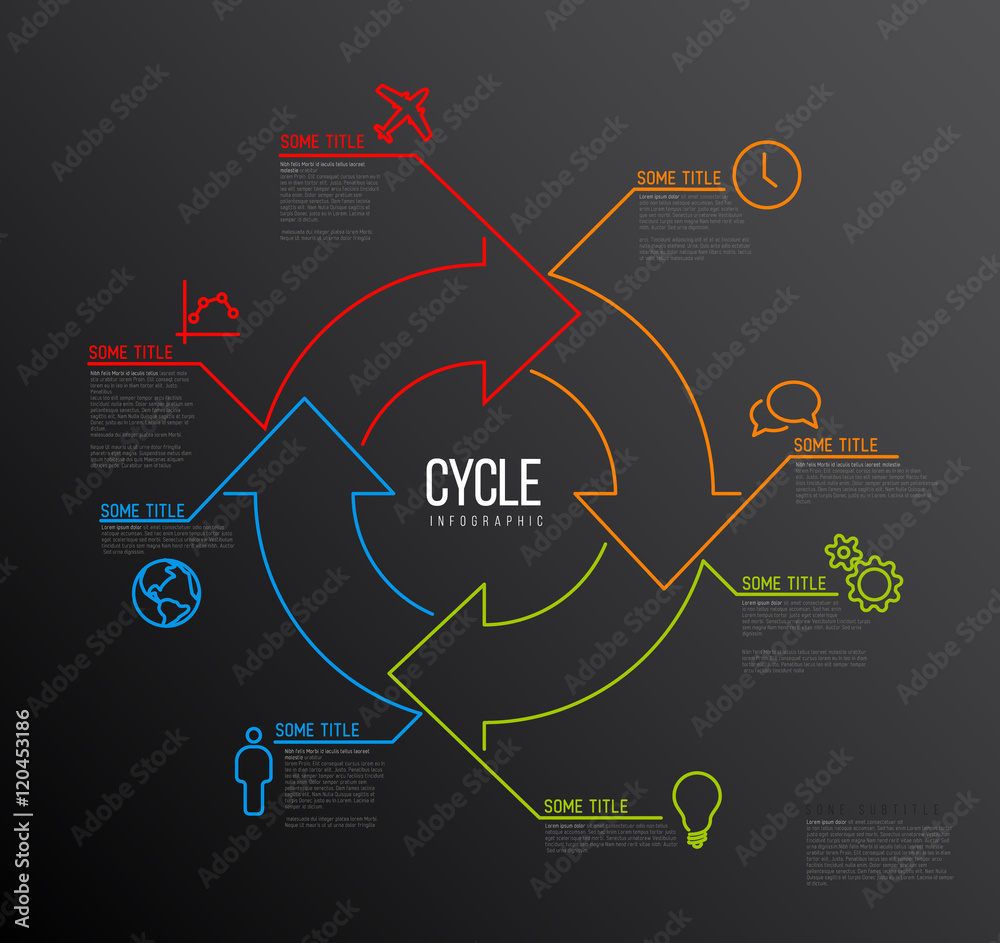 Vector Infographic cycle template made from lines and icons Stock ...