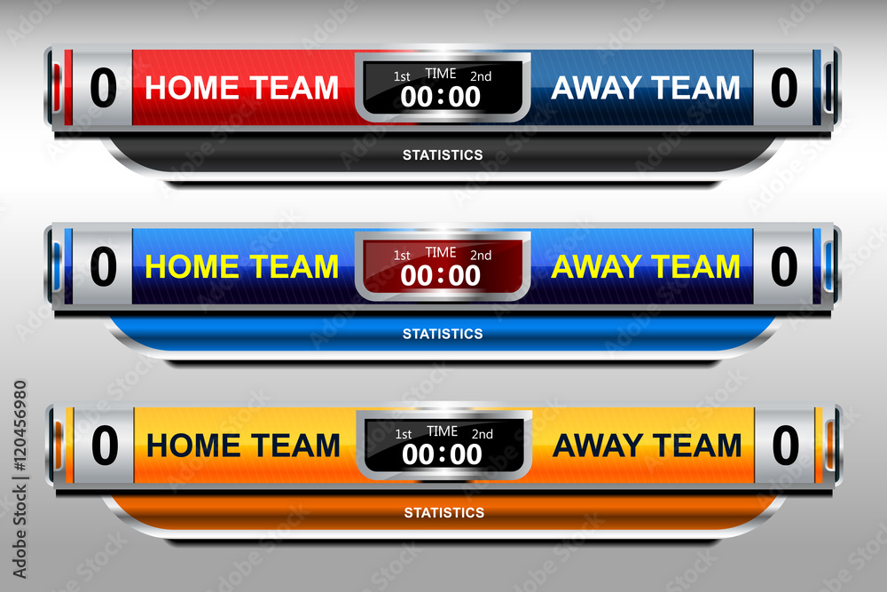scoreboard design elements for football and soccer, vector illustration ...