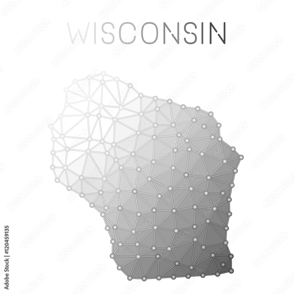 Wisconsin polygonal vector map. Molecular structure US state map design ...