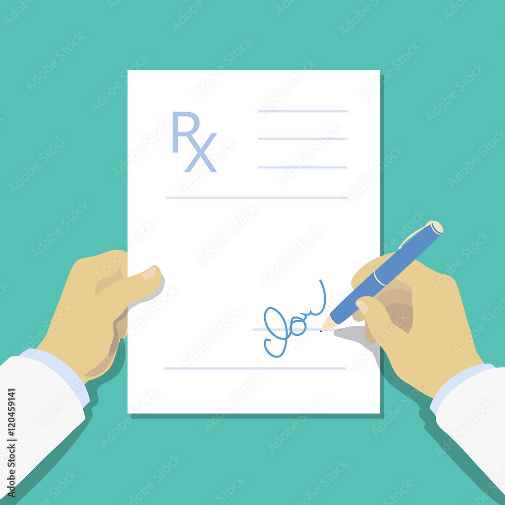 Medical prescription pad flat design style, Rx form. Medical background ...