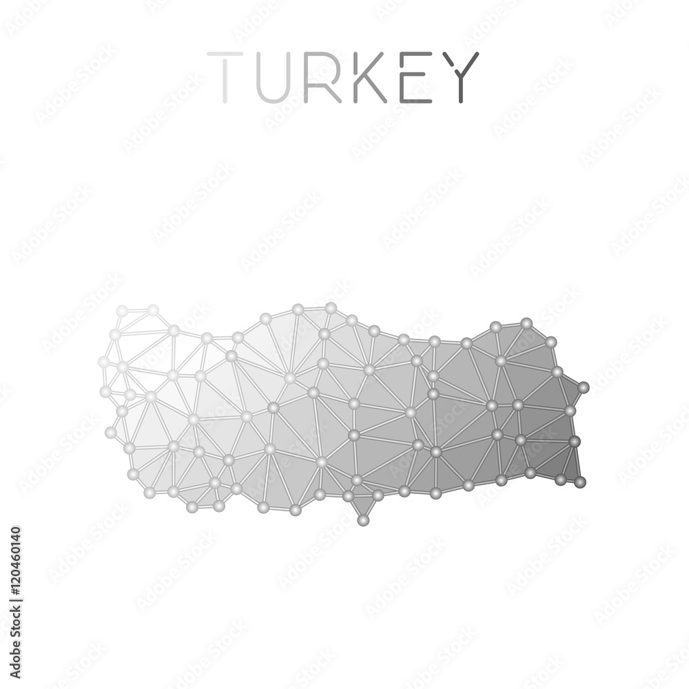 Turkey polygonal vector map. Molecular structure country map design ... Turkey polygonal vector map. Molecular structure country map design ...