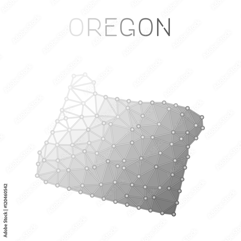 Oregon polygonal vector map. Molecular structure US state map design ...
