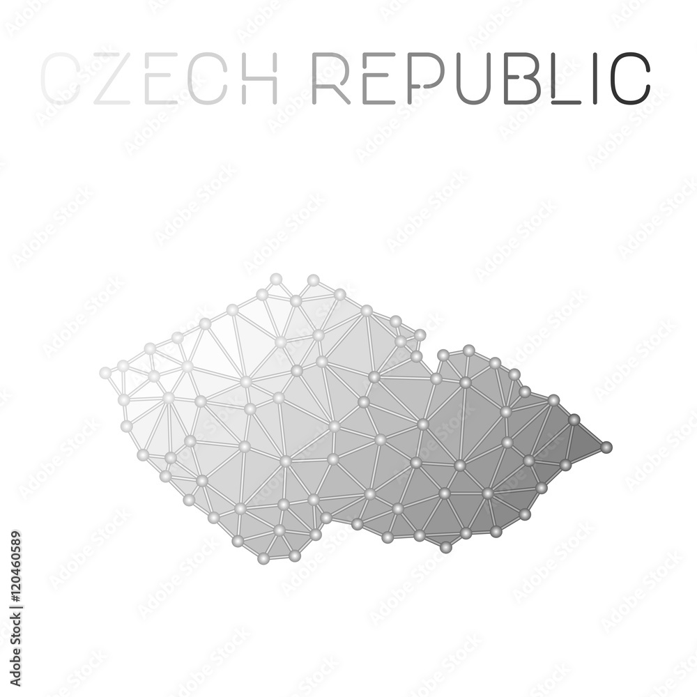 Czech Republic polygonal vector map. Molecular structure country map ...