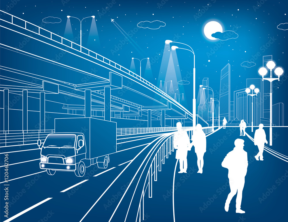 Automotive flyover, truck travels, architectural, infrastructure and ...