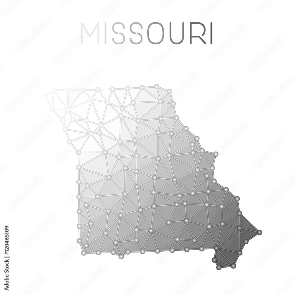 Missouri polygonal vector map. Molecular structure US state map design ...