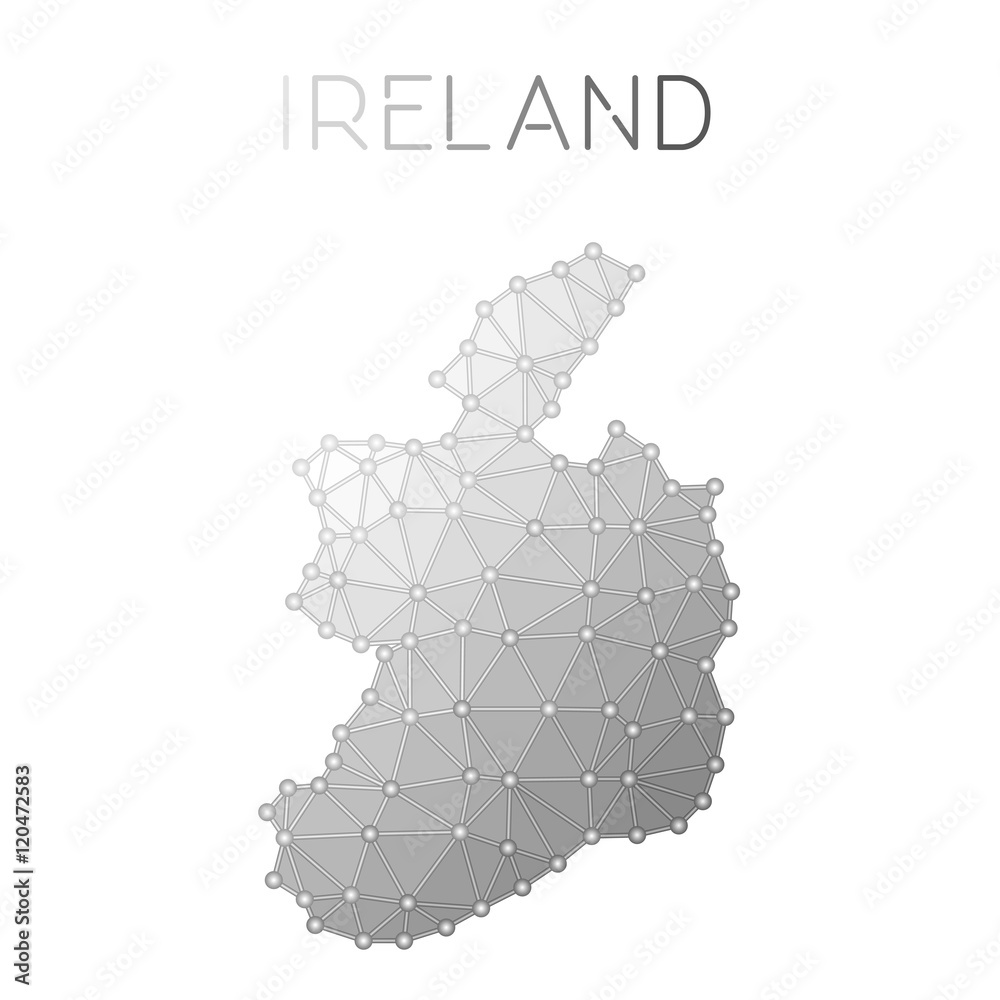 Ireland polygonal vector map. Molecular structure country map design ...