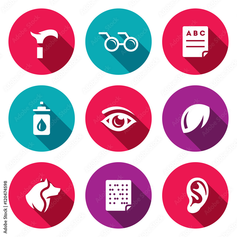 Vector Set of Disability Icons. Lameness, Blindness, Diagnostic ...
