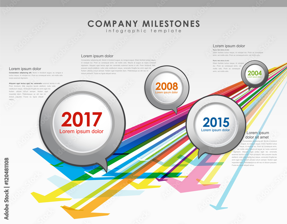 Infographic company milestones timeline vector template with arr Stock ...