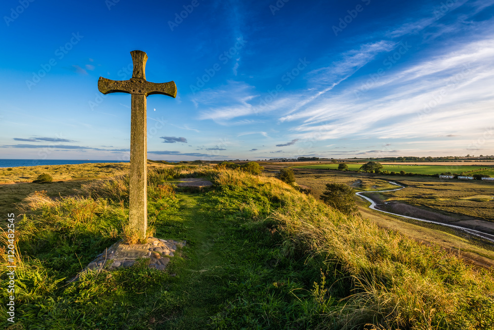 St Cuthbert's Cross on the Northumberland coast, England Stock Photo ...