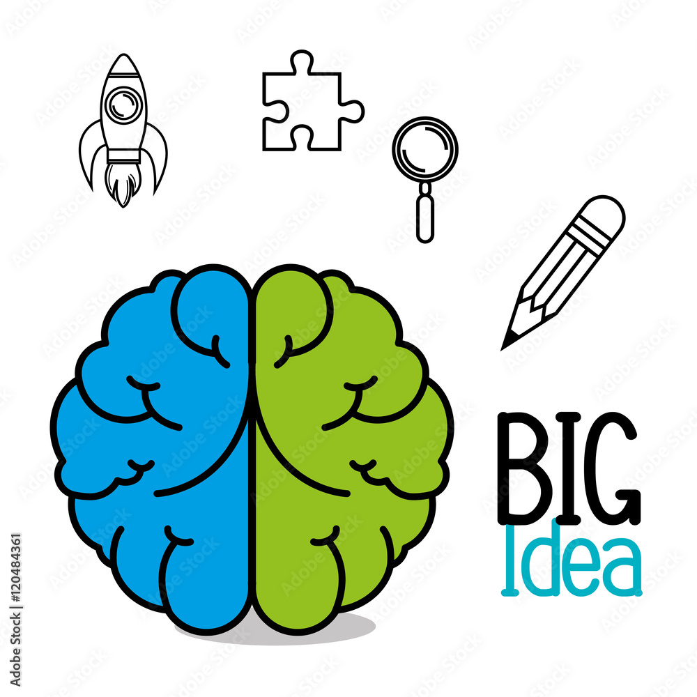 cartoon brain idea creative design isolated vector illustration eps 10 ...