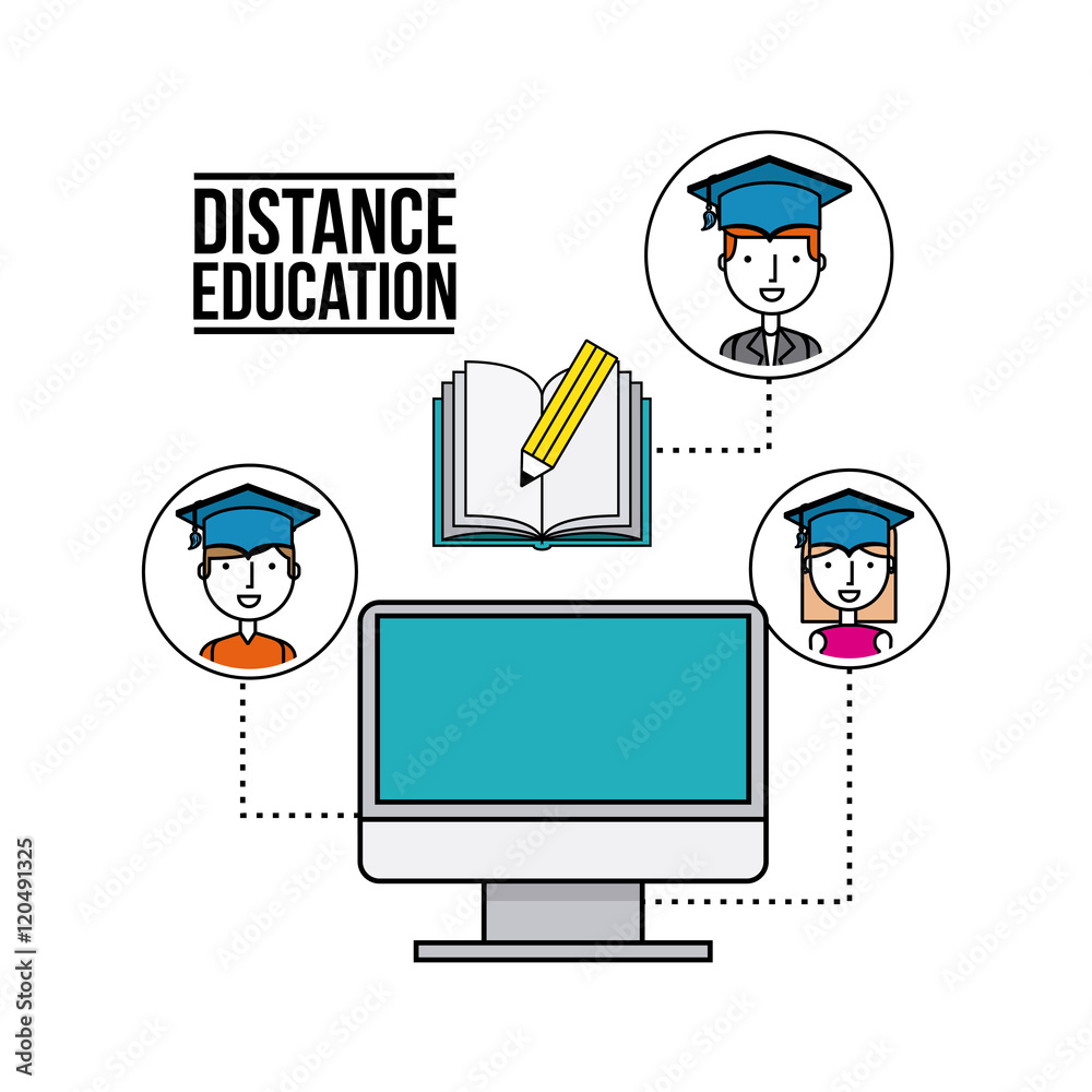 distance education flat icons vector illustration design Stock Vector ...