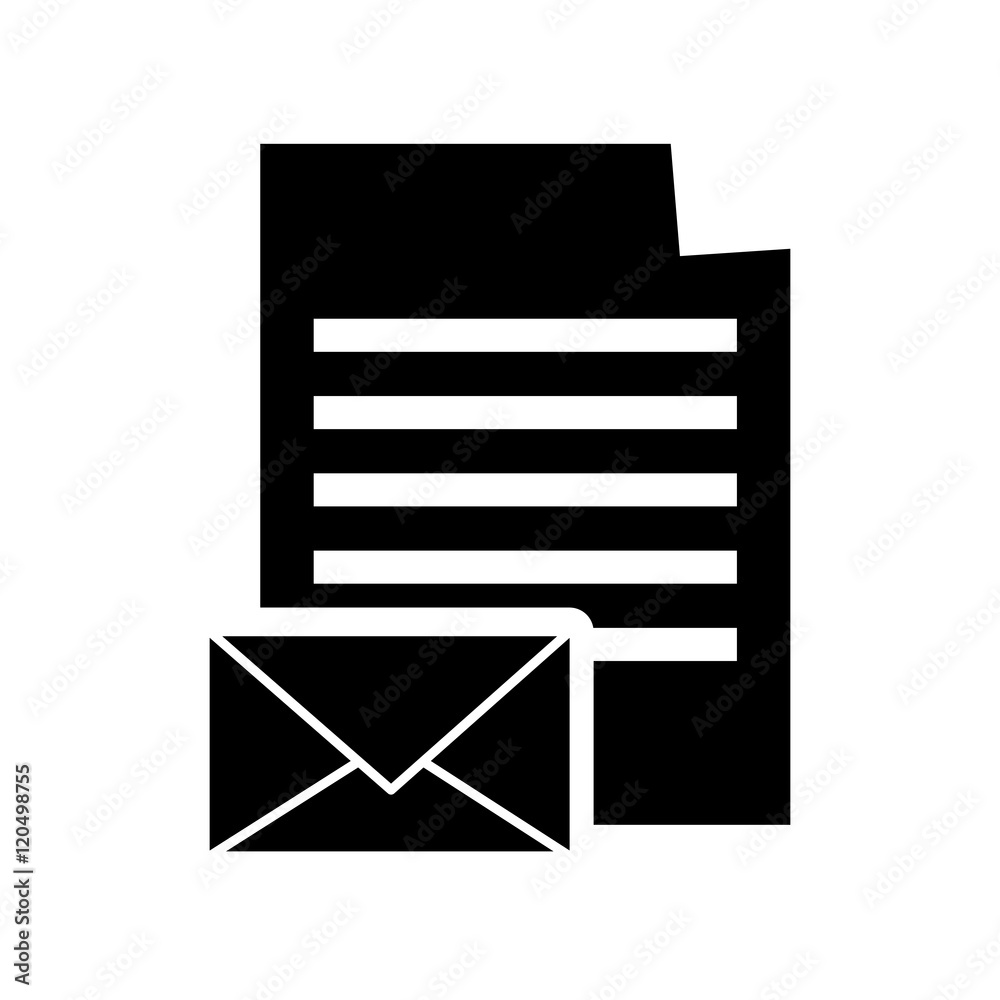 flat design paper document and message envelope icon vector ...
