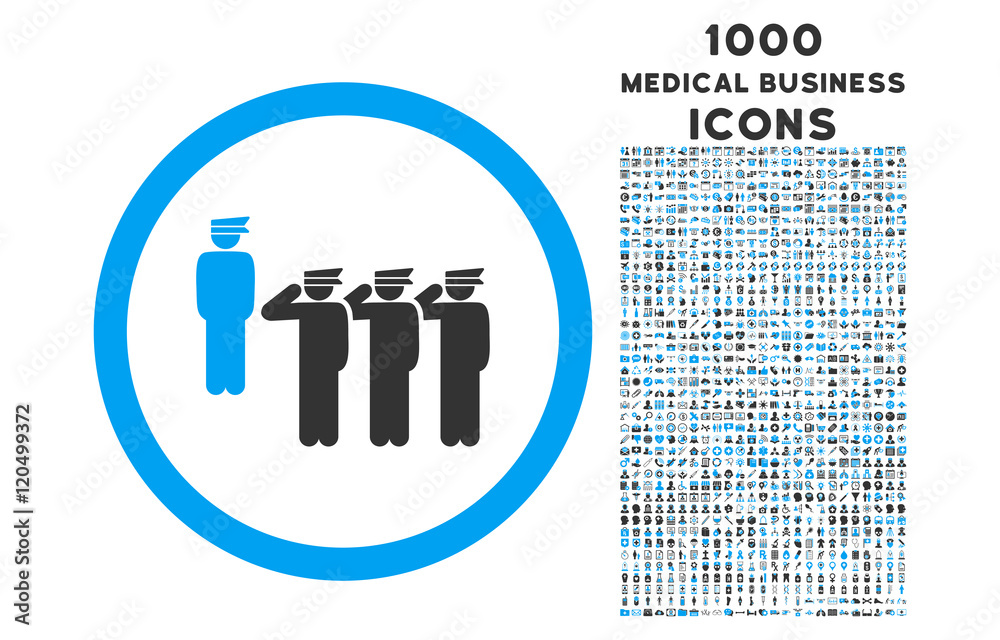 Army Squad rounded vector bicolor icon with 1000 medical business icons ...