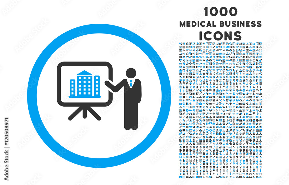 Architecture Presentation rounded vector bicolor icon with 1000 medical ...
