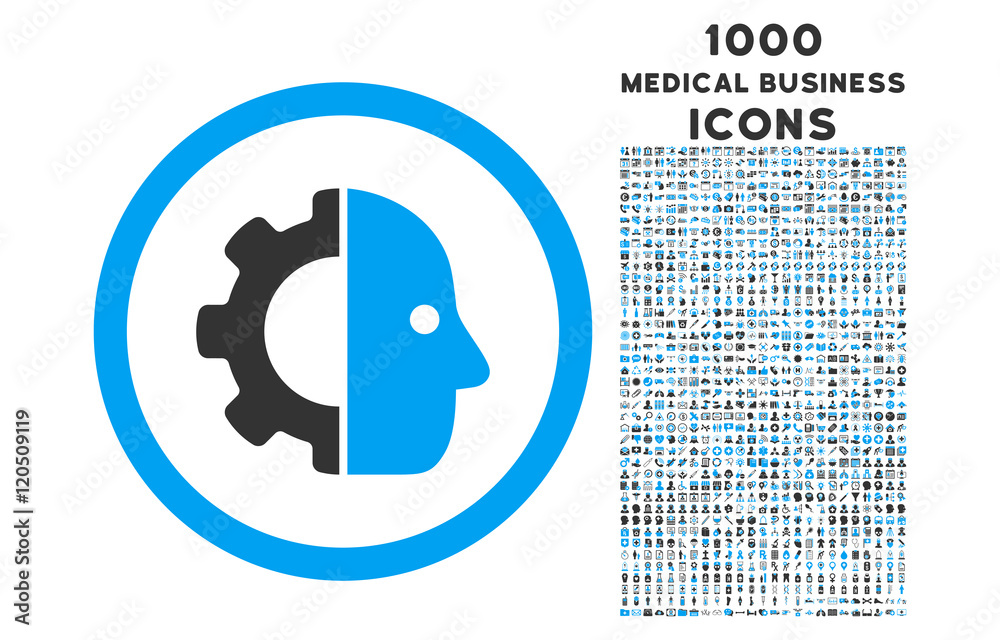 Cyborg rounded vector bicolor icon with 1000 medical business icons ...