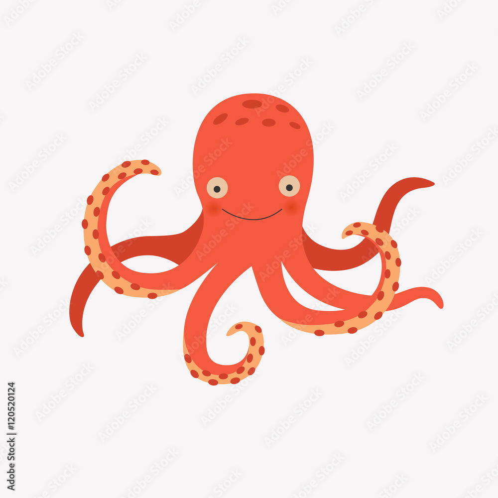 Illustration of cartoon octopus vector. Stock Vector | Adobe Stock
