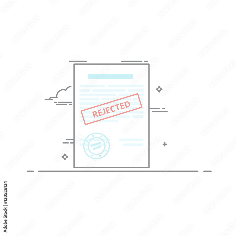The concept of rejection of the document made in a linear style dark ...
