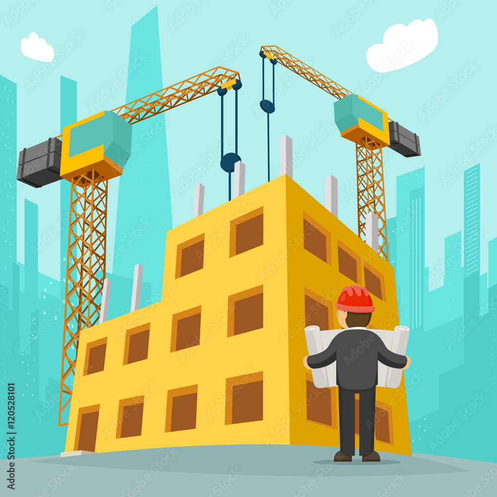Building construction cartoon vector illustration Stock Vector | Adobe ...