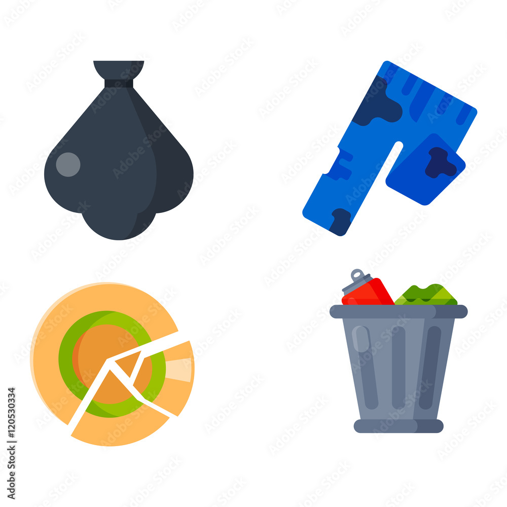 Household waste garbage icons Stock-Vektorgrafik | Adobe Stock