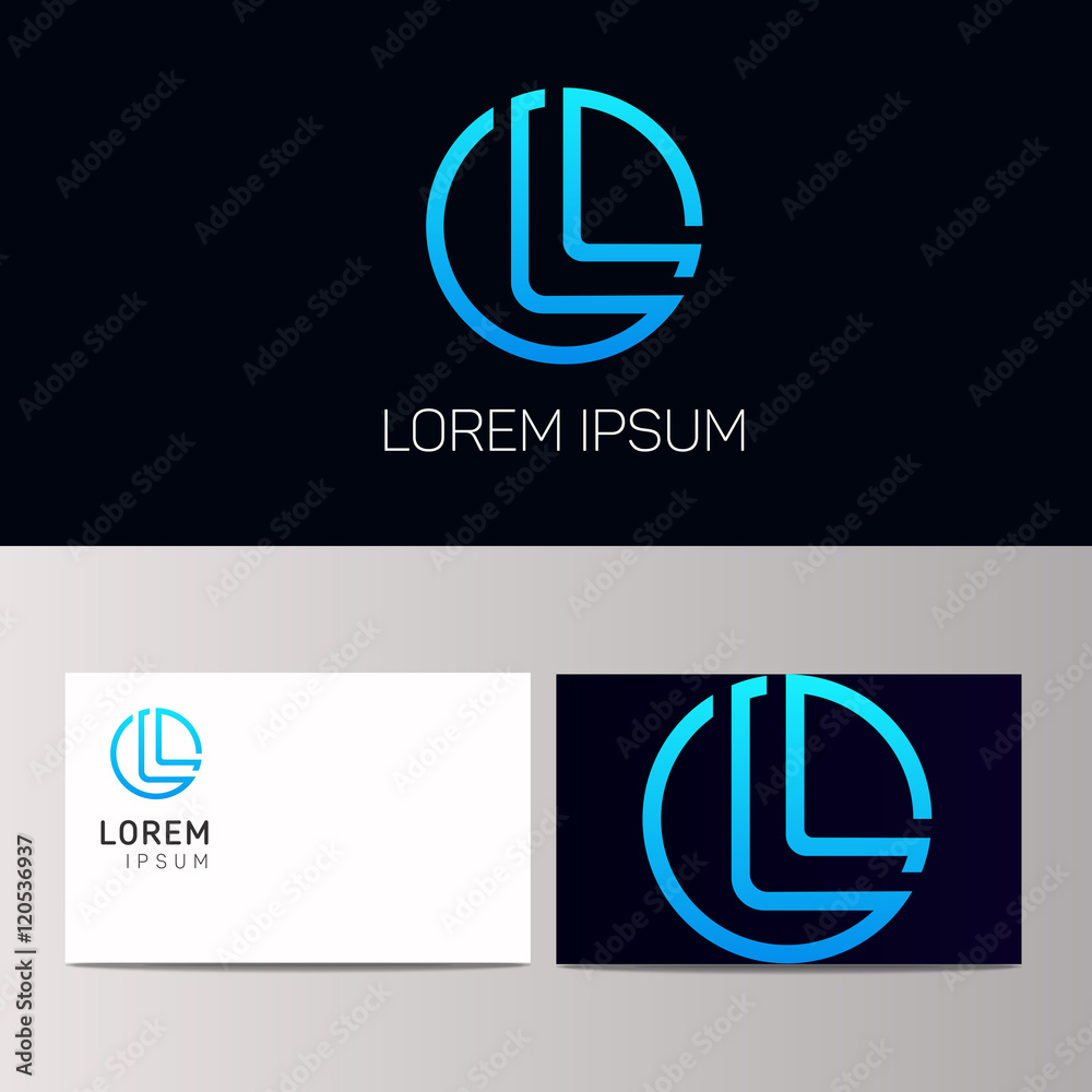 L letter icon sign in circle vector emblem. Company logo design Stock ...