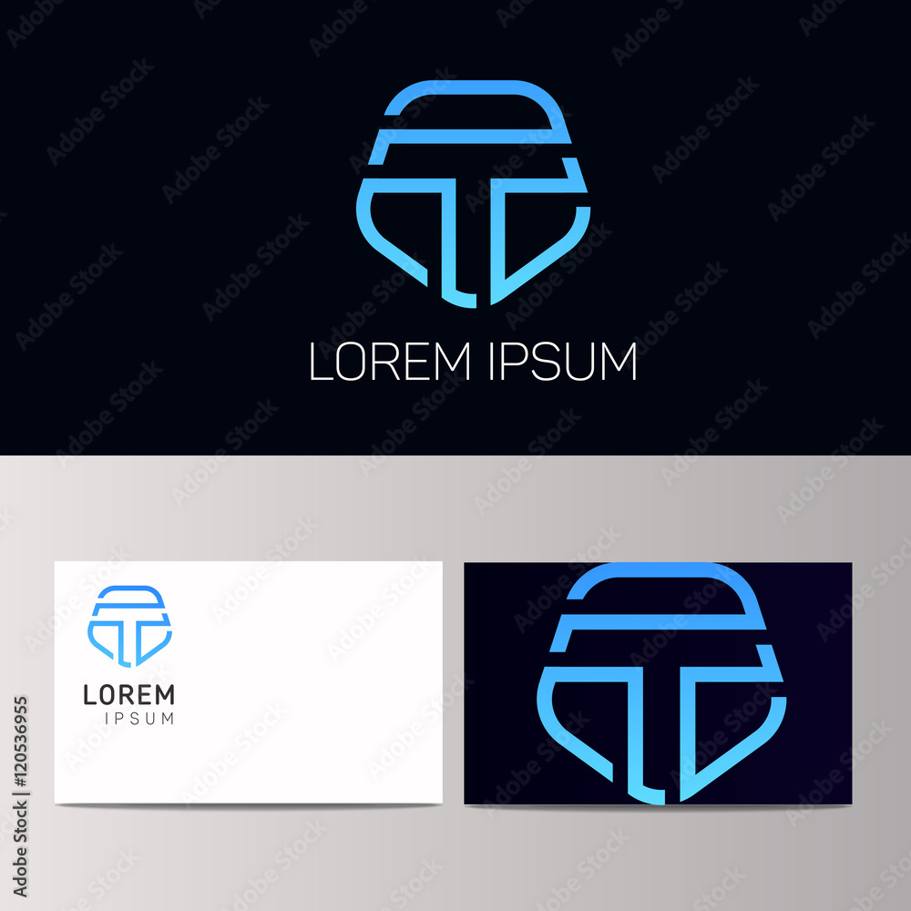 T letter icon sign in hexagon vector emblem. Company logo design Stock ...