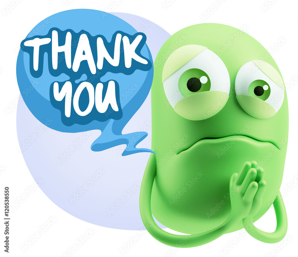 3d Rendering Sad Character Emoticon Expression saying Thank You Stock ...
