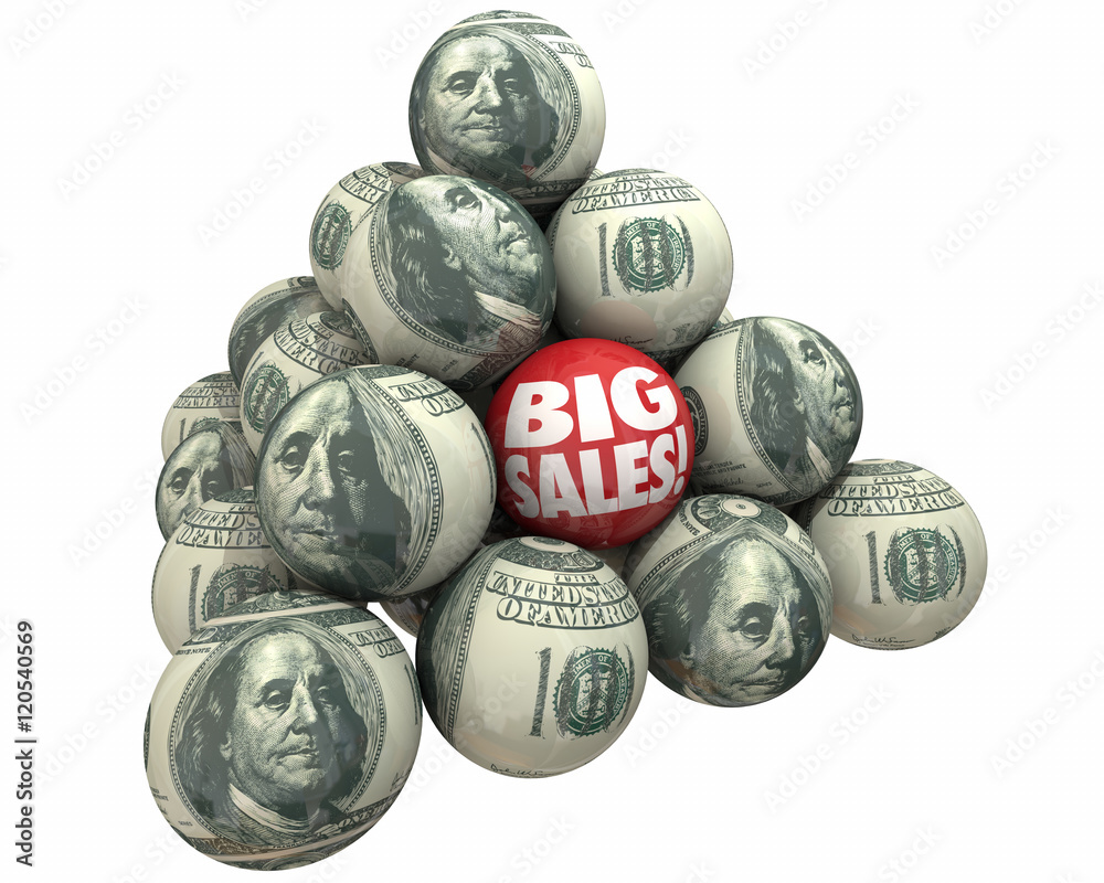 Big Sales Increase Selling Customers Ball Pyramid 3d Illustrated Stock ...