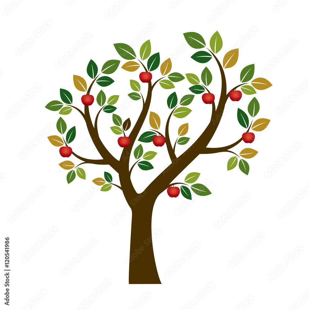 Color Apple Tree. Vector Illustration. Nature and Garden Stock Vector ...