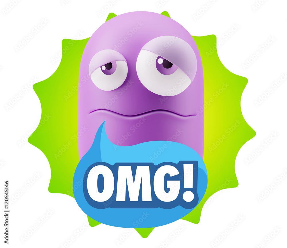 3d Rendering Sad Character Emoticon Expression saying OMG with C Stock ...