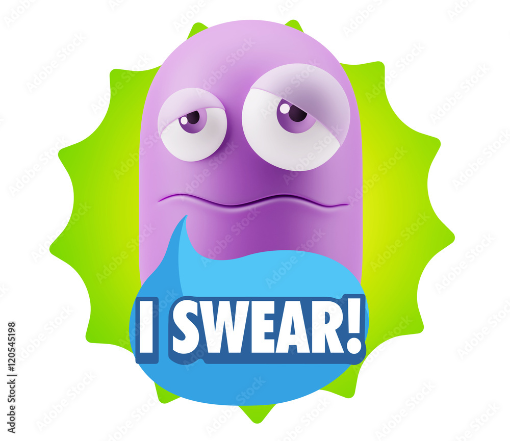 3d Rendering Sad Character Emoticon Expression saying I Swear wi Stock ...