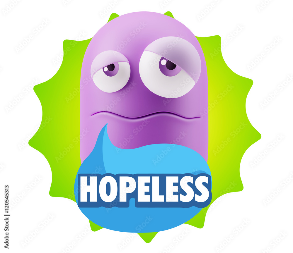 3d Rendering Sad Character Emoticon Expression saying Hopeless w Stock ...