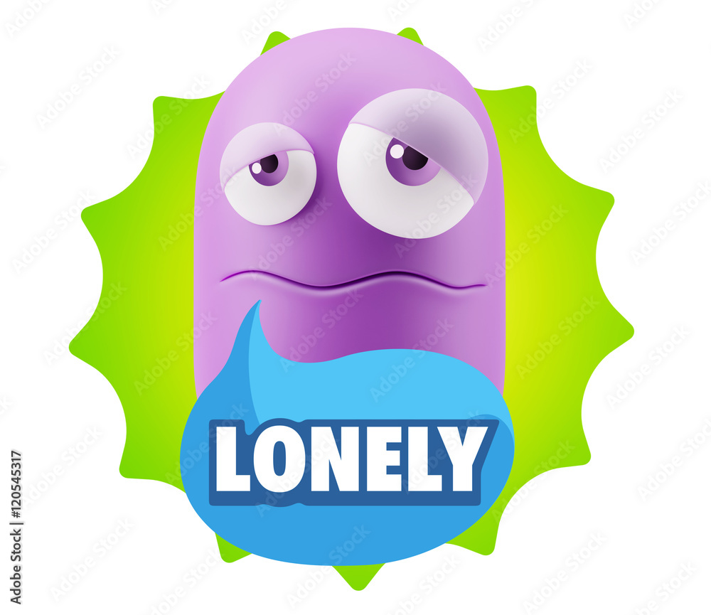 3d Rendering Sad Character Emoticon Expression saying Lonely wit Stock ...