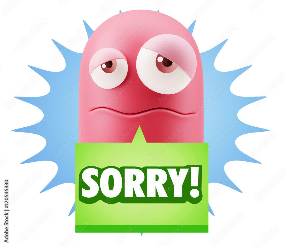 3d Rendering Sad Character Emoticon Expression saying Sorry with Stock ...