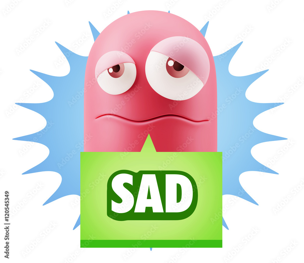 3d Rendering Sad Character Emoticon Expression saying Sad with C Stock ...
