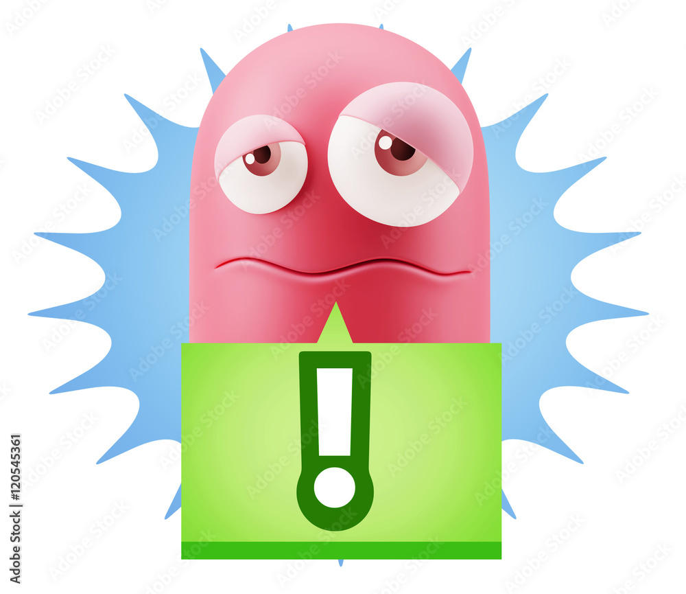 3d Rendering Sad Character Emoticon Expression saying Exclamatio Stock ...