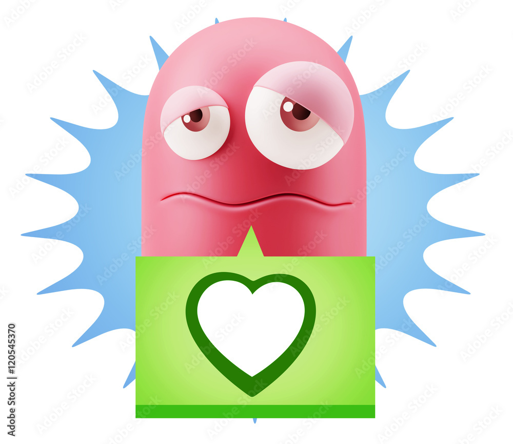 3d Rendering Sad Character Emoticon Expression saying Heart Shap Stock ...